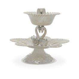 Pure Silver Diya With Swan Design